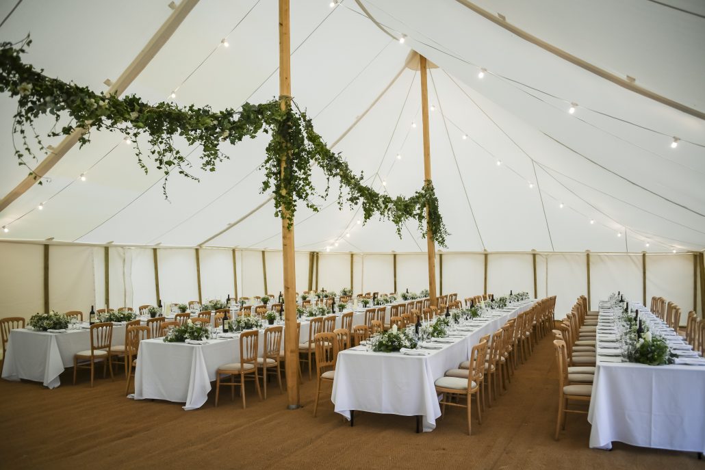 Traditonal marquee with simple interior decoration • The Marquee Hire ...